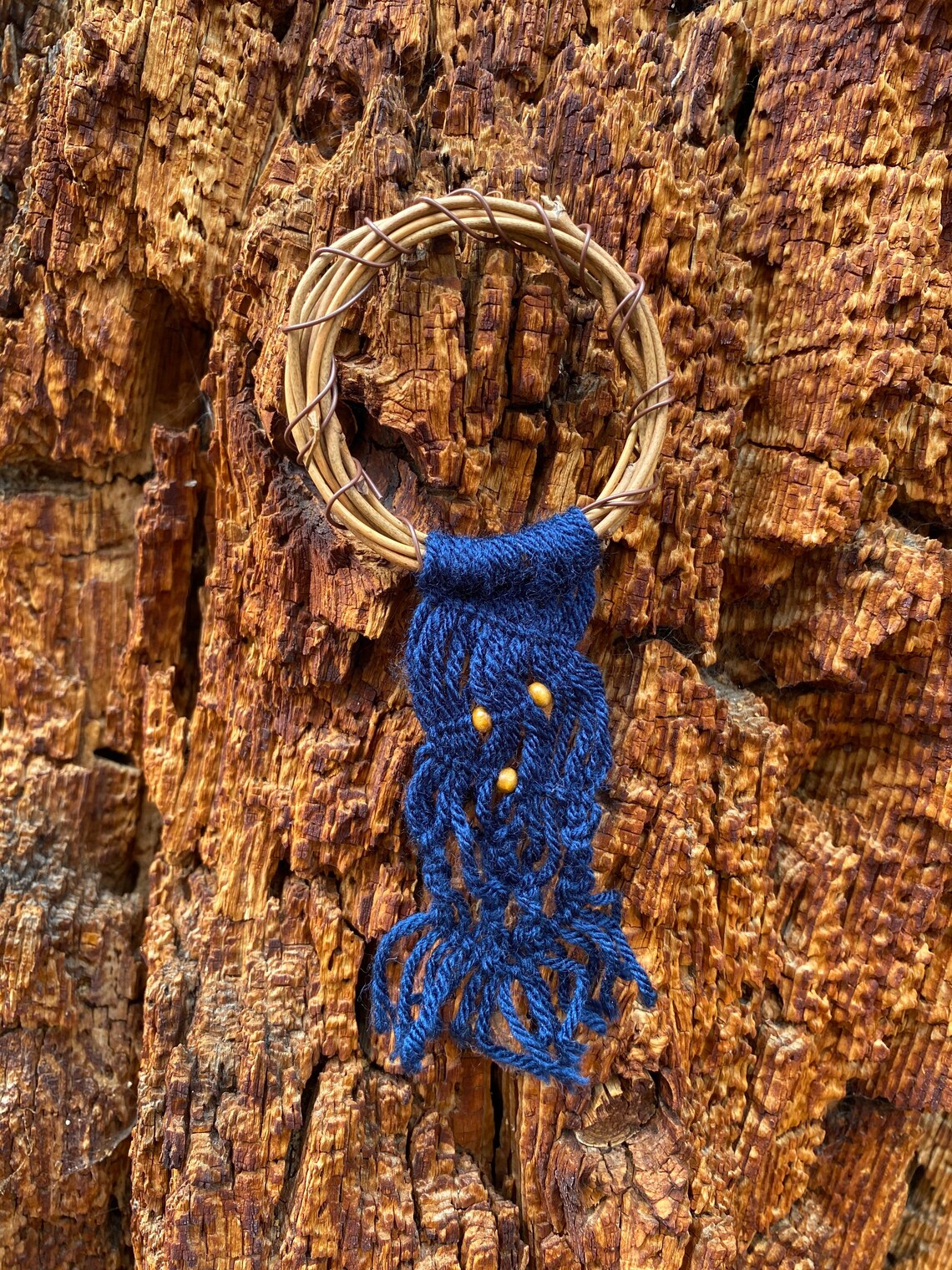 Navy Macrame Ornamentmini Wreathdoor Hangingchristmas - Etsy