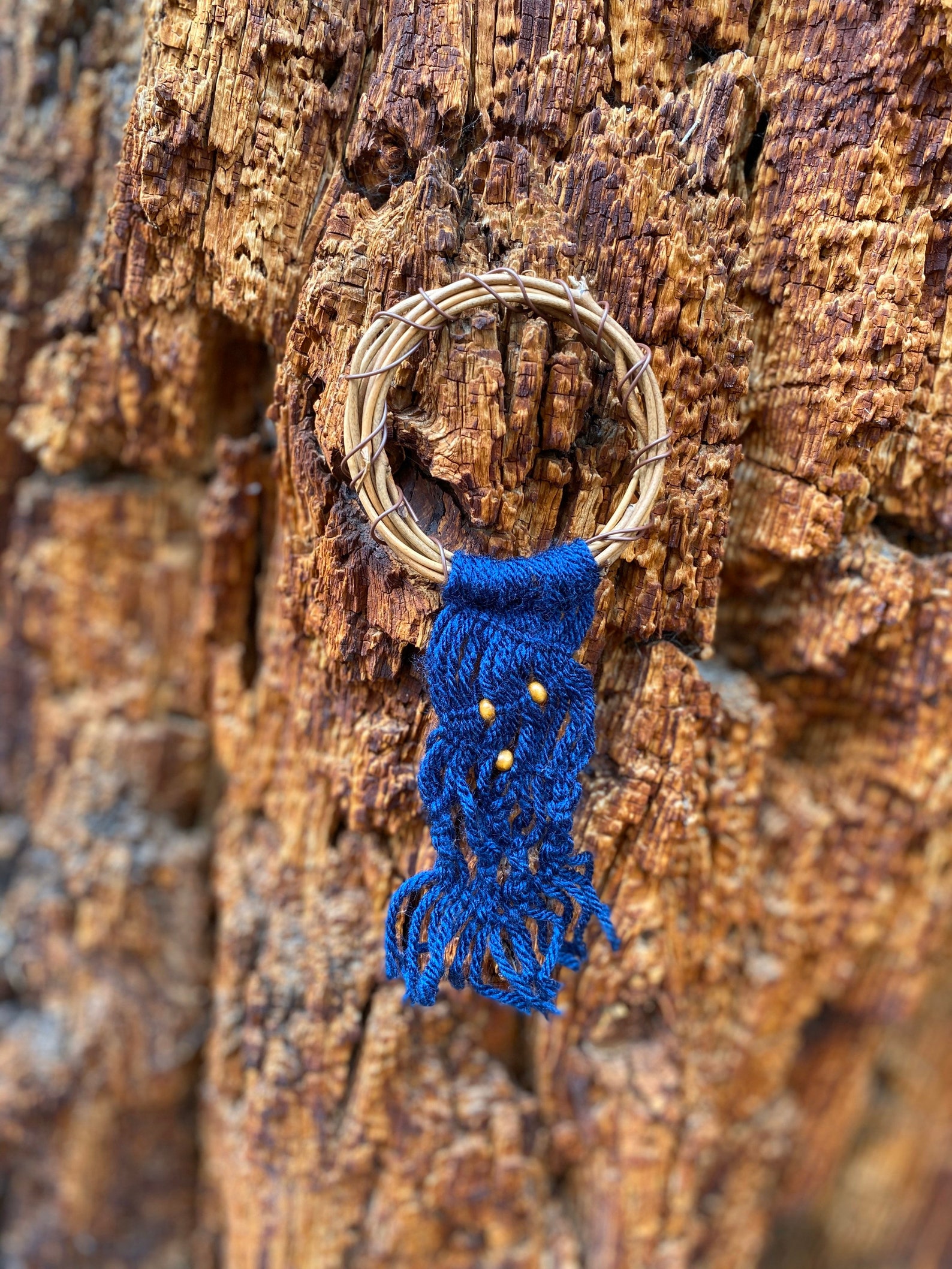 Navy Macrame Ornamentmini Wreathdoor Hangingchristmas - Etsy