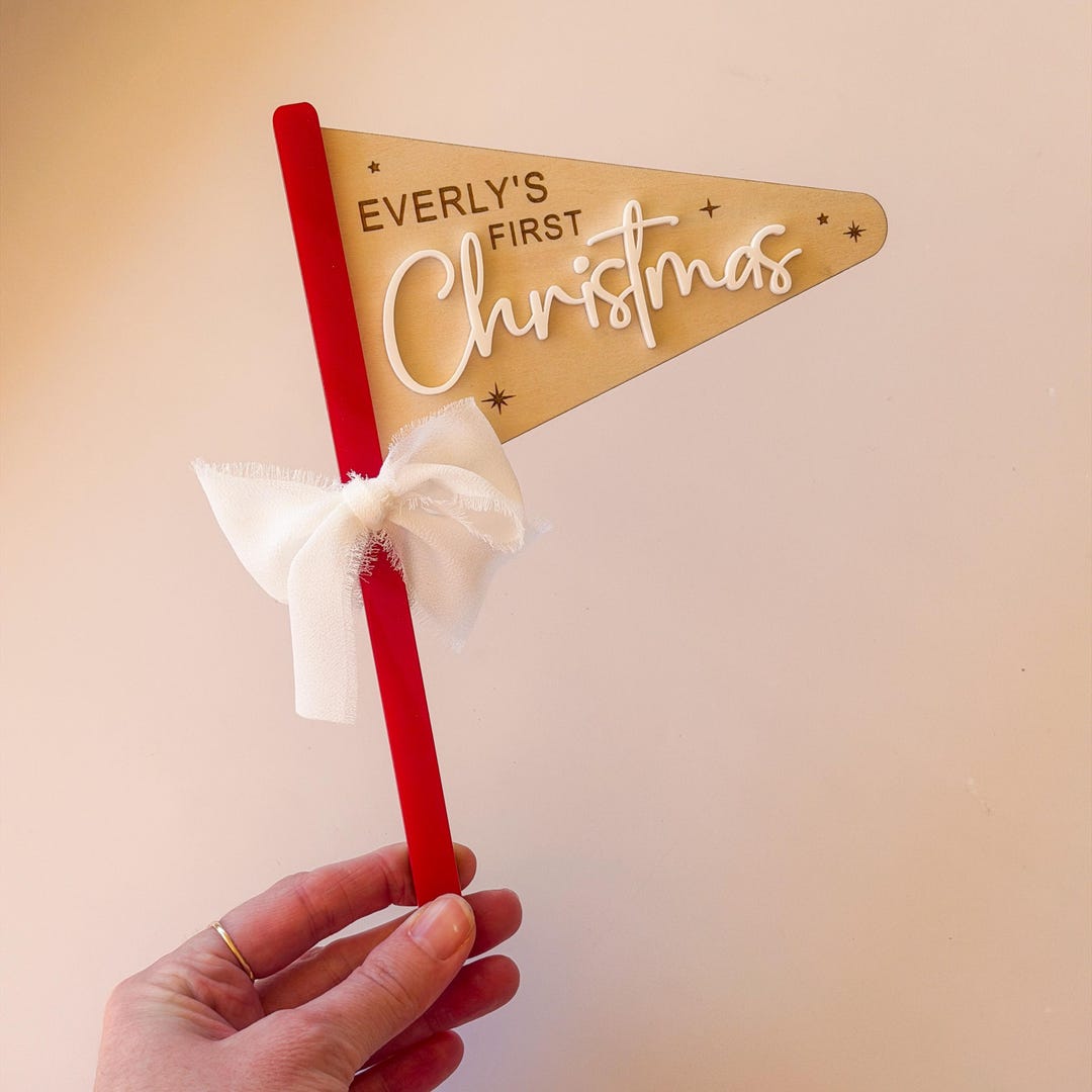 Baby’s First Christmas Sign 2025 | Personalised First Christmas Flag ...