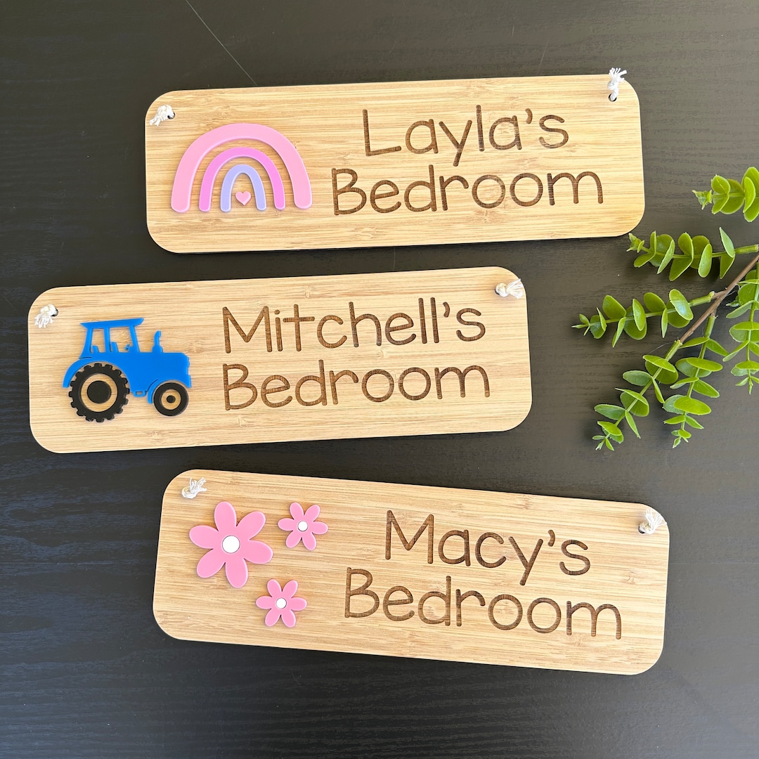 Personalised Kids Wooden Door Sign Wall Plaque Personalised Kids Door ...