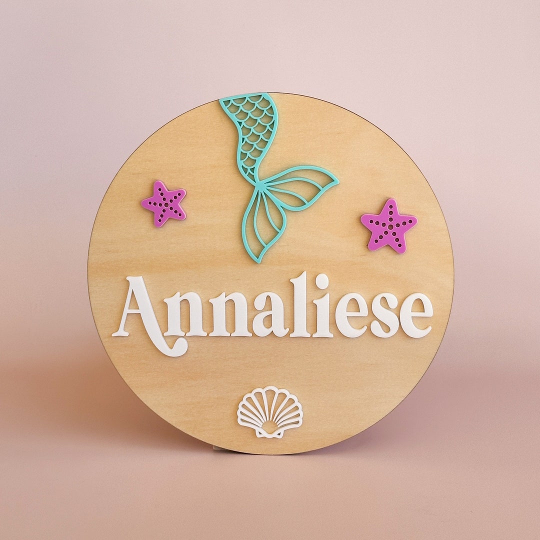 Personalised Mermaid Wooden Door Sign | Wall Plaque | Personalised Kids ...