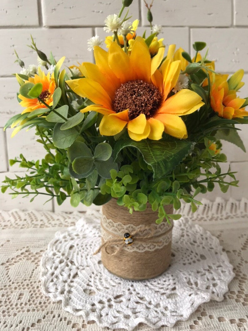 Sunflowers Arrangement Sunflower Centerpiece Wedding Rustic | Etsy