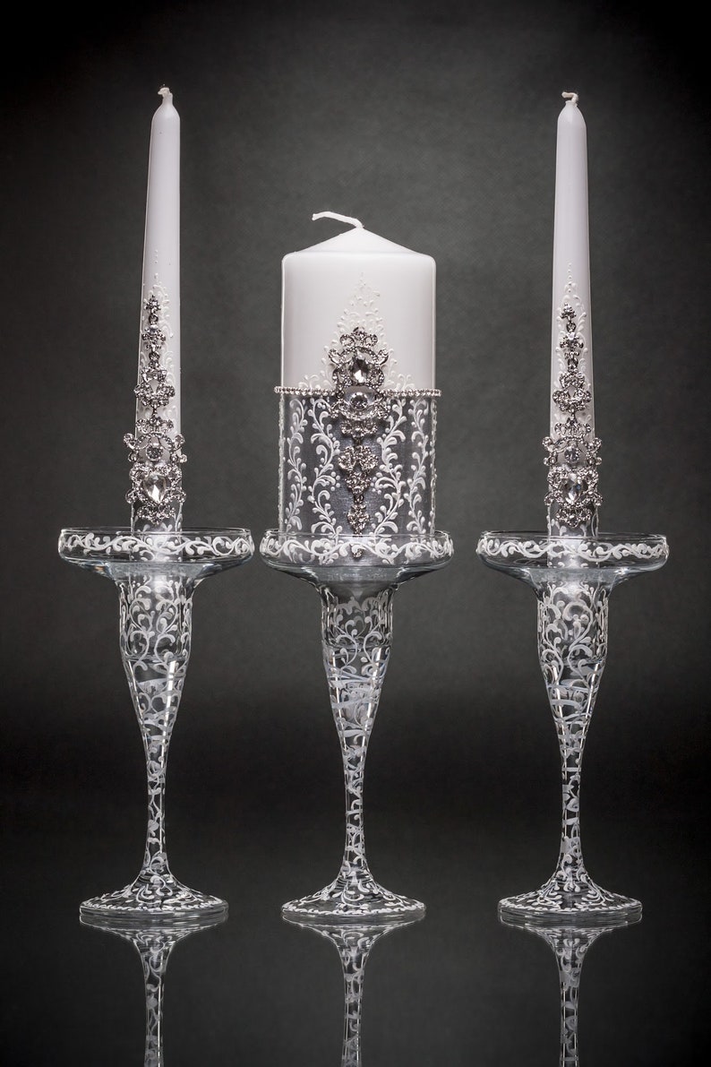 Unity Candle Holders White Three Candle Holders Wedding Candle - Etsy