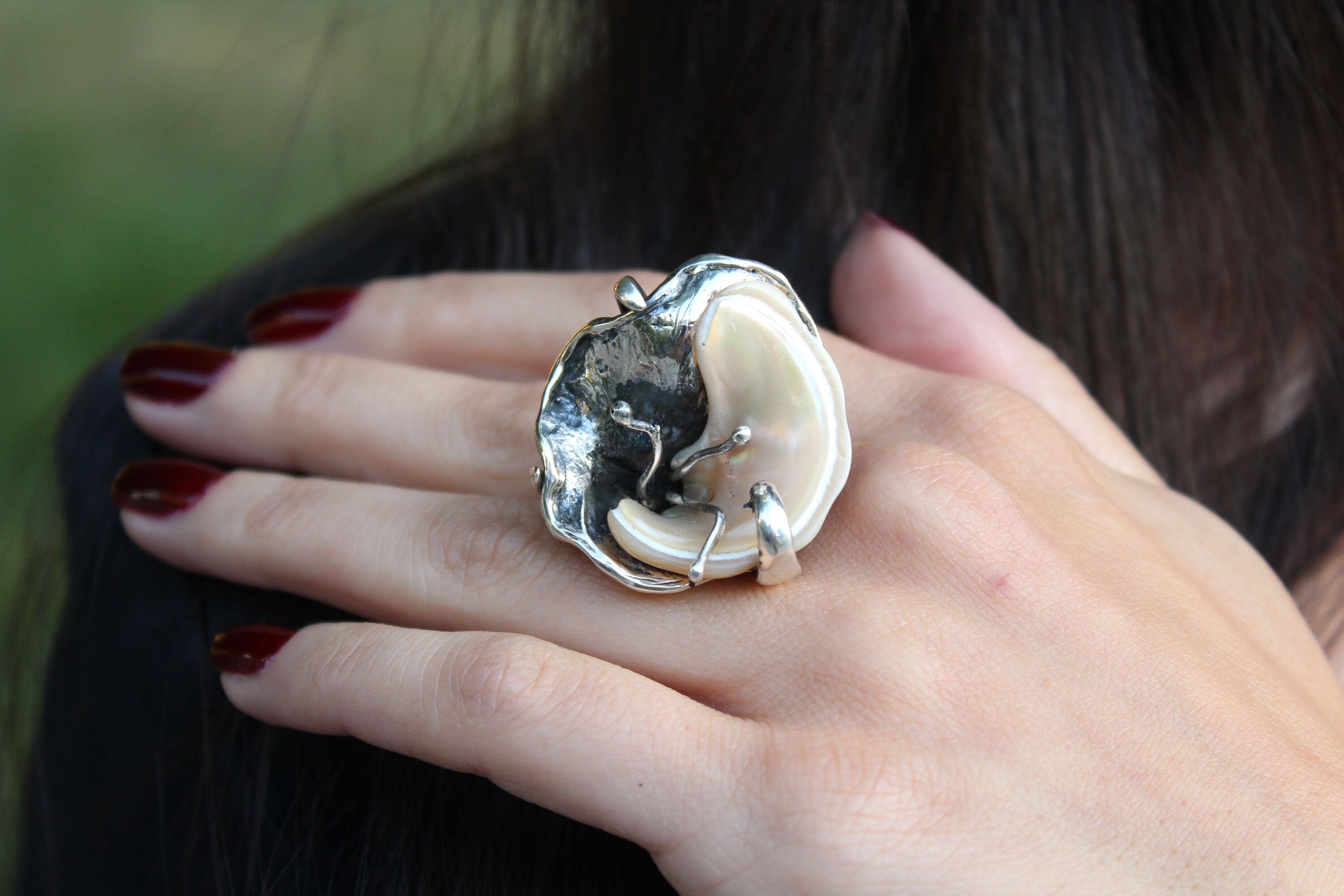 One of A Kind Sea Shell Sterling Silver Ring Vintage Style | Etsy