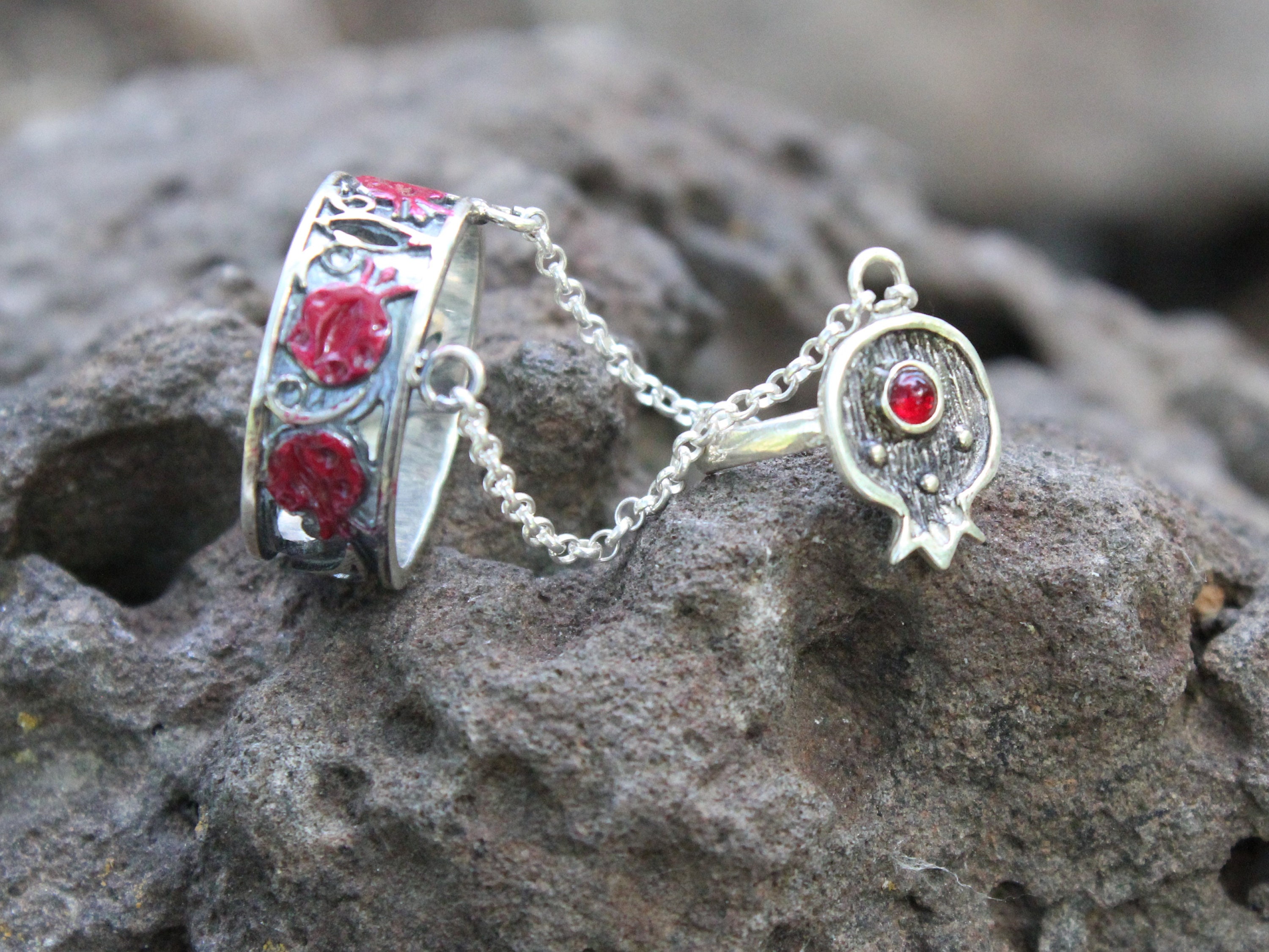 Sterling Silver Full Finger Double Knuckle Garnet Armor Rings - Etsy