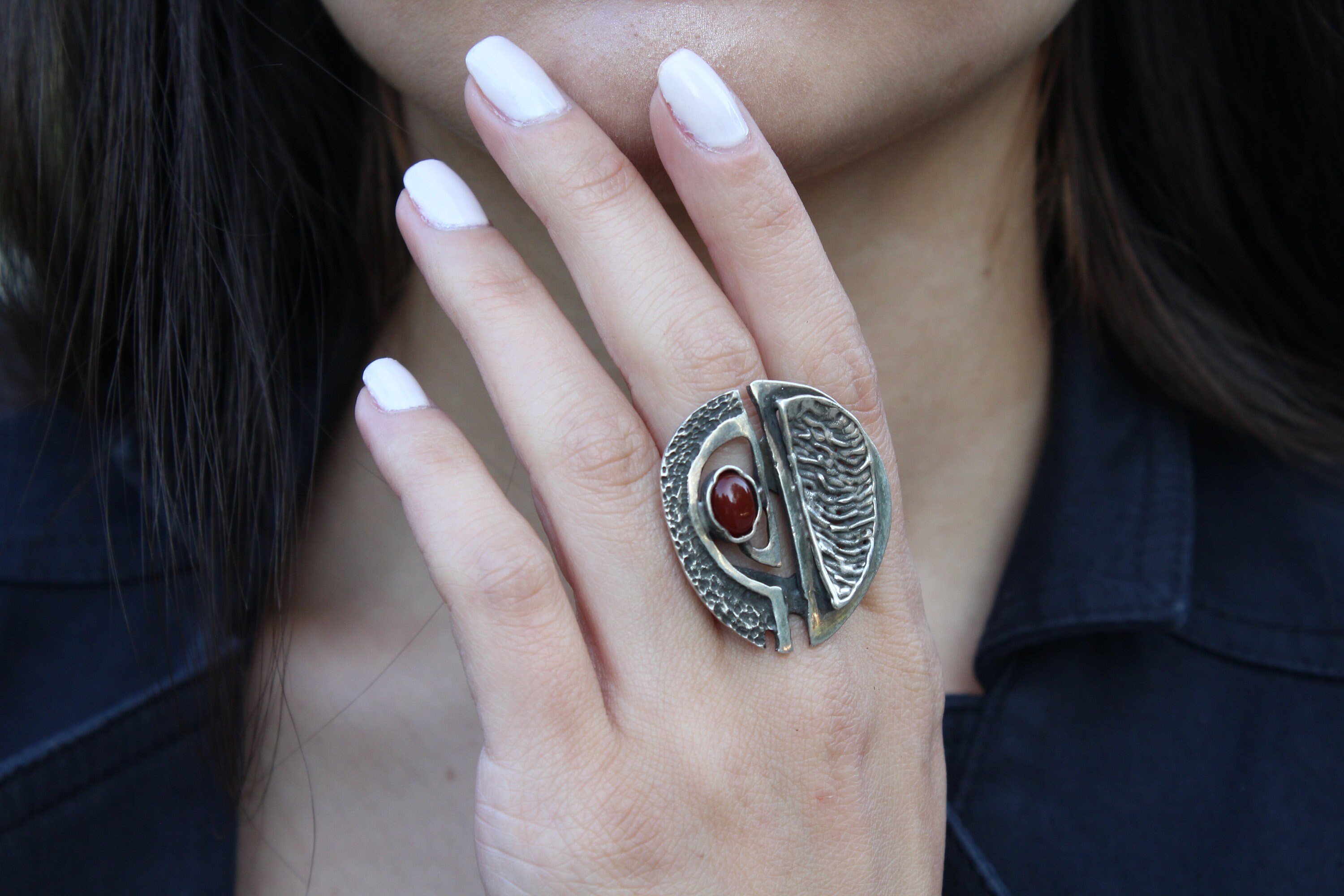 Avant-garde Series Armenian Silver Ring Red Gemstone Ring - Etsy