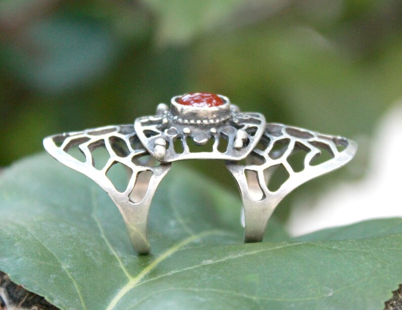 Sterling Silver Garnet Full Finger Double Armor Knuckles Ring - Etsy