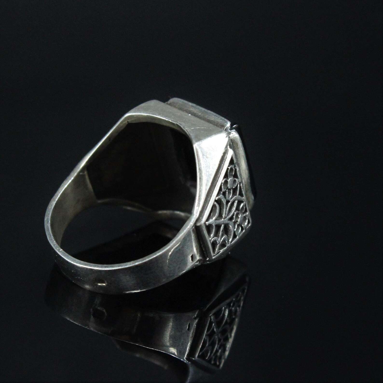 Sterling Silver Men's Square Black Onyx Stone Ring for | Etsy