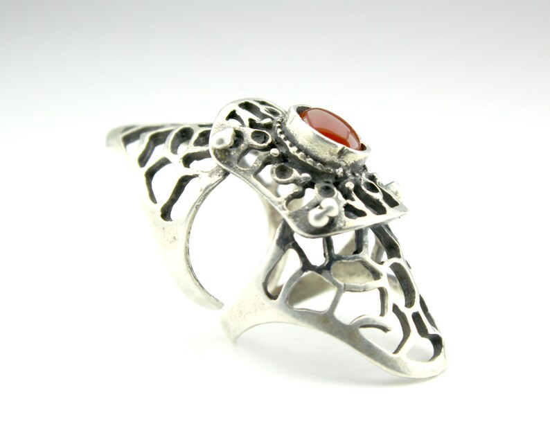 Sterling Silver Garnet Full Finger Double Armor Knuckles Ring - Etsy