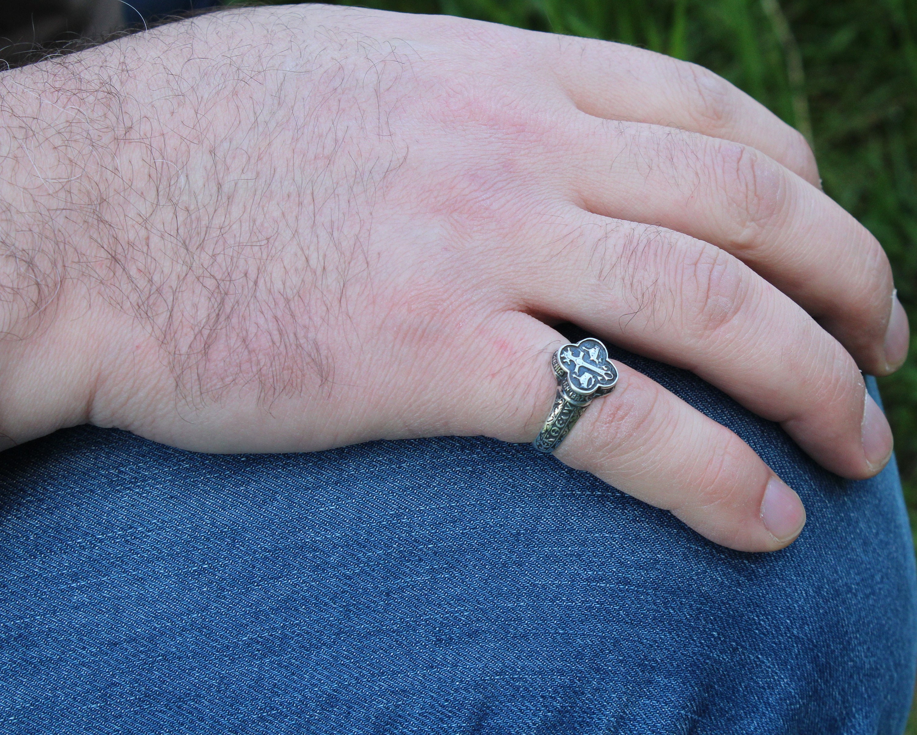 Mens Silver Iron Cross Signet Ring Chevalier Knights Cross | Etsy