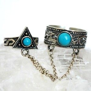 Double Ring With Chains Made of Silver ethno With - Etsy