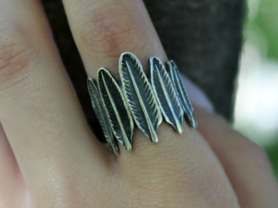 Angel Feather Sterling Silver Thumb Boho Band Statement Ring - Etsy