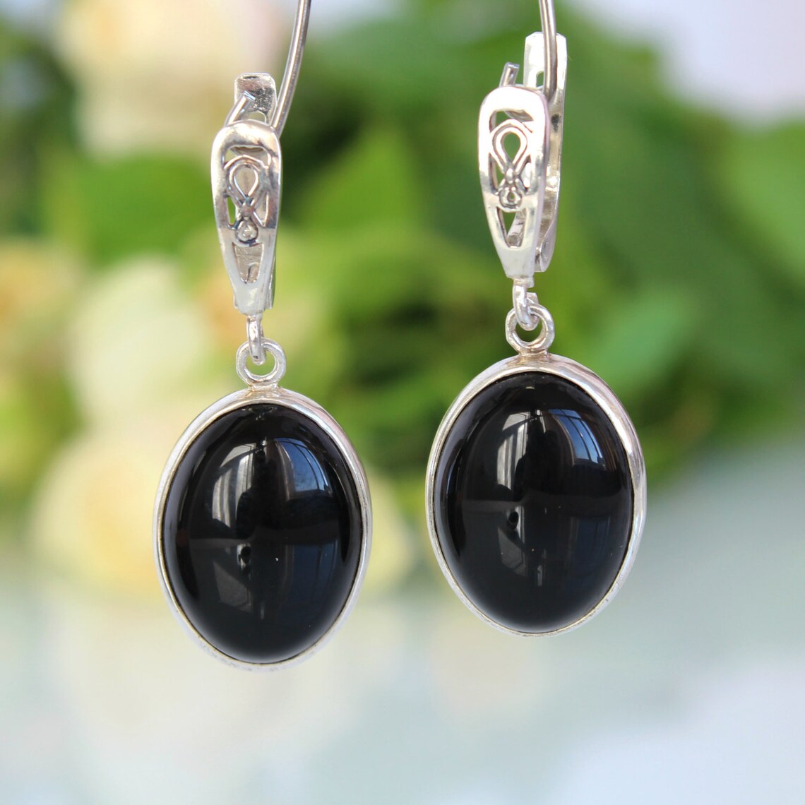 Obsidian Sterling Silver Jewelry Set Natural Black Obsidian | Etsy