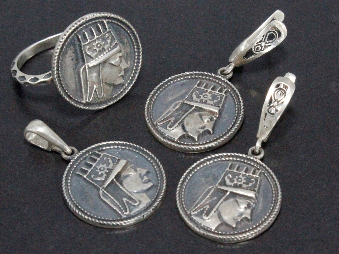 Tigran Mets the Great Armenian King Coin Ring Earrings - Etsy