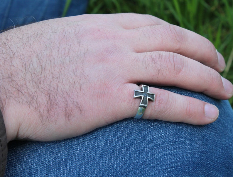 Mens Silver Iron Cross Signet Ring Chevalier Knights Cross - Etsy