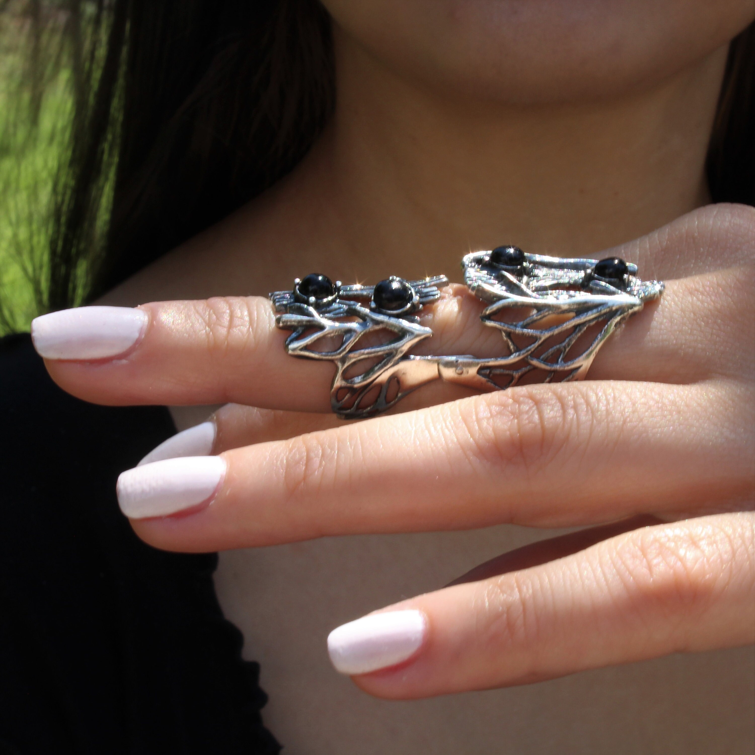 Sterling Silver Full Finger Double Large Knuckles Boho Ring | Etsy
