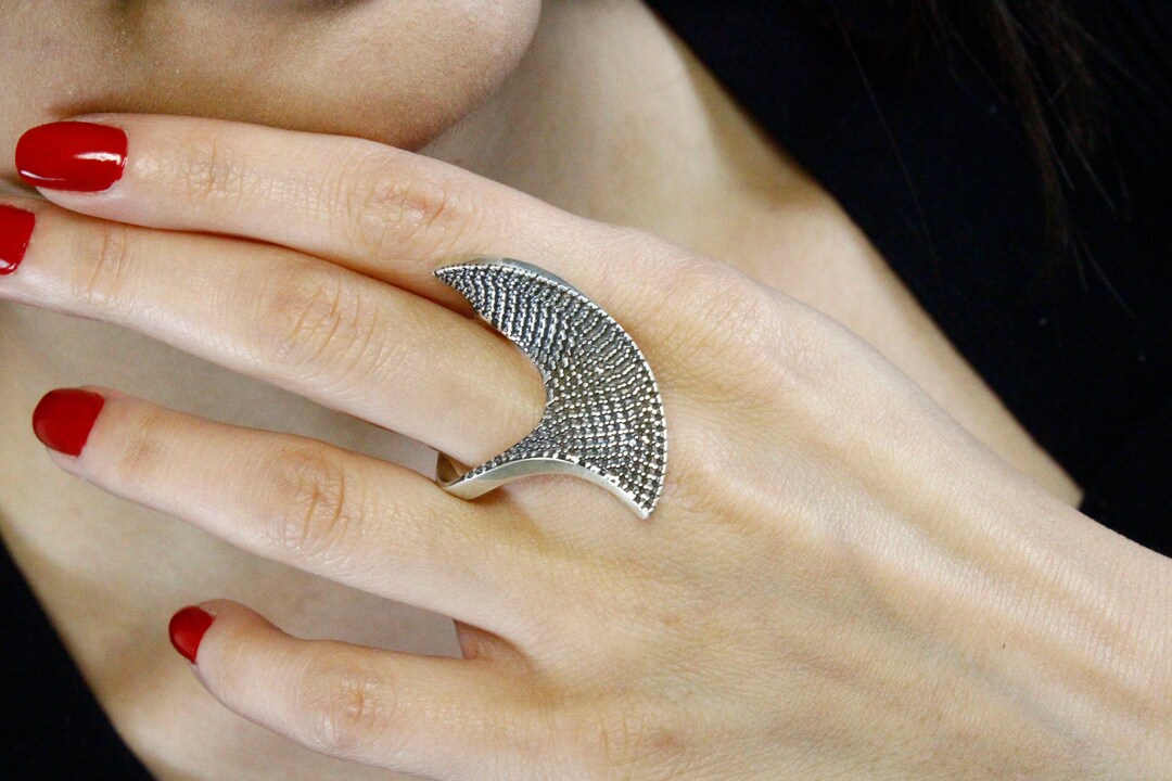 Septum Full Middle Finger Art Deco Modernist Ring Sterling Silver, Gift ...