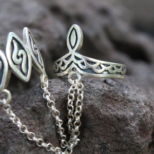 Full Finger Sterling Silver Double Chain Link Chunky Goth Rings, Shield ...