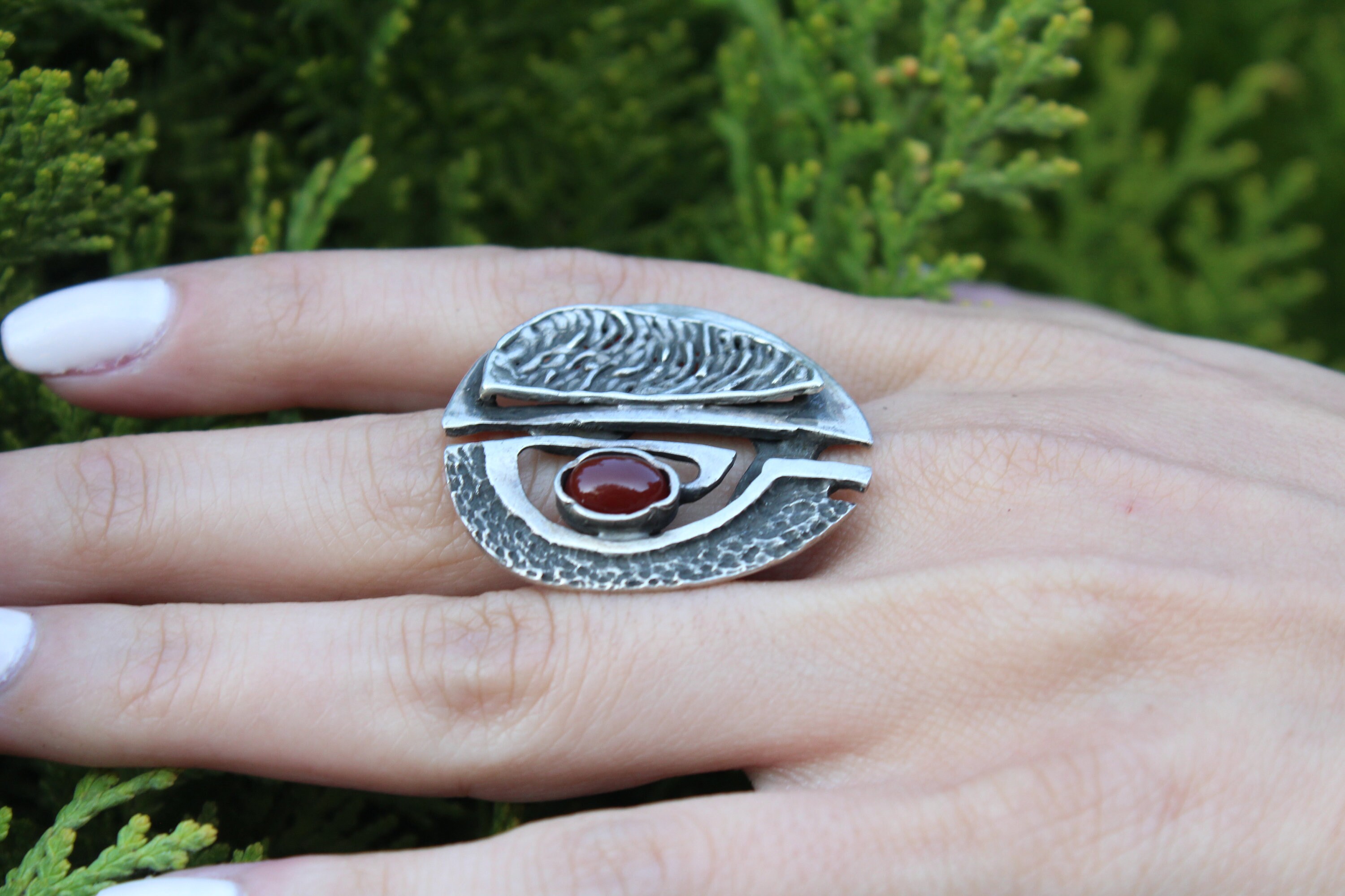 Avant-garde Series Armenian Silver Ring Red Gemstone Ring - Etsy