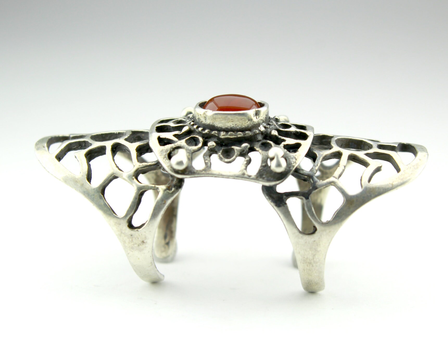 Sterling Silver Garnet Full Finger Double Armor Knuckles Ring | Etsy