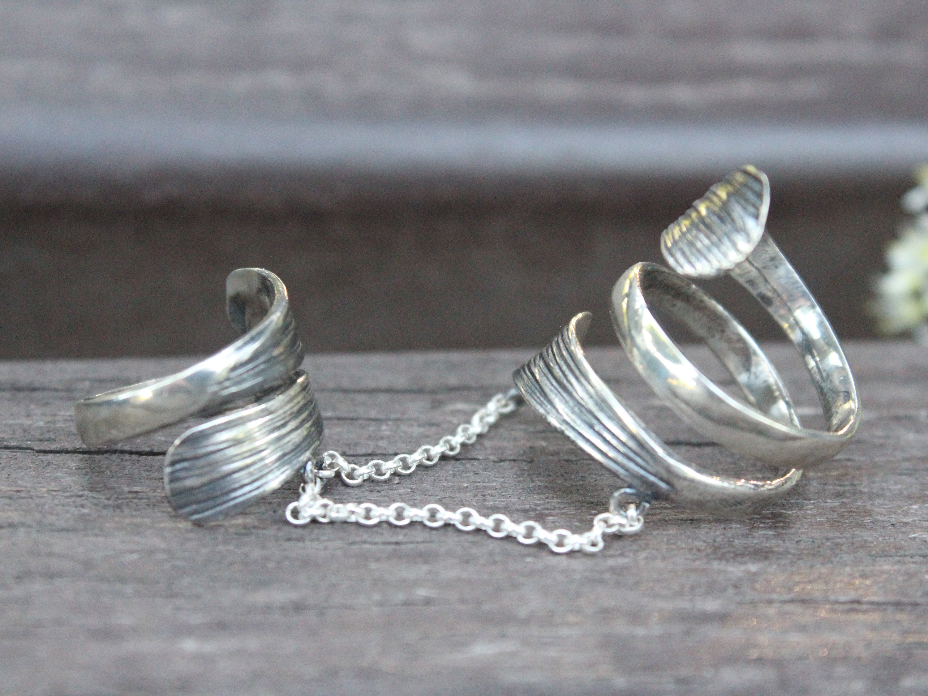 Swirl Double Sterling Silver Full Finger Boho Fidget Ring - Etsy