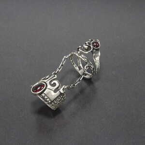 Full Finger Chain Ring Boho Grunge Avant Garde Sterling Silver, Double ...