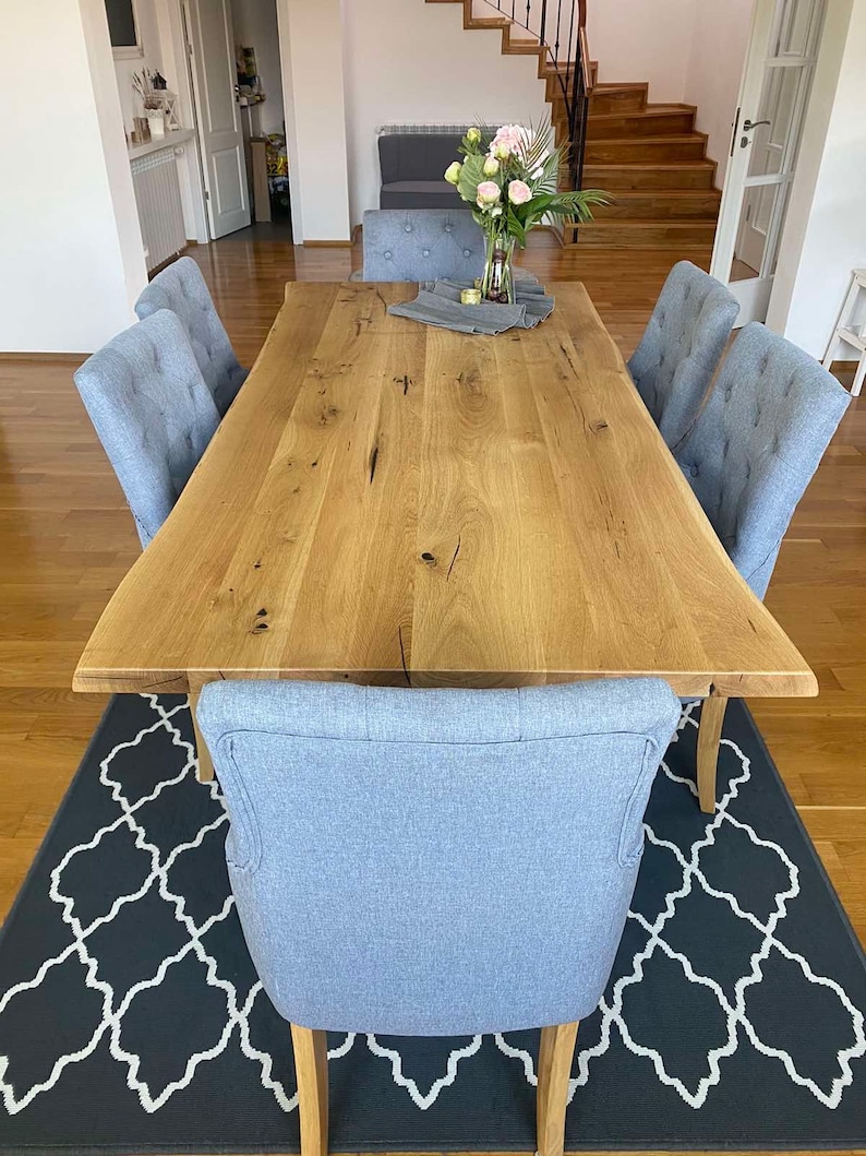 Custom Live Edge Oak Dining Table, Solid Wood Oak Dining Table, Dining ...