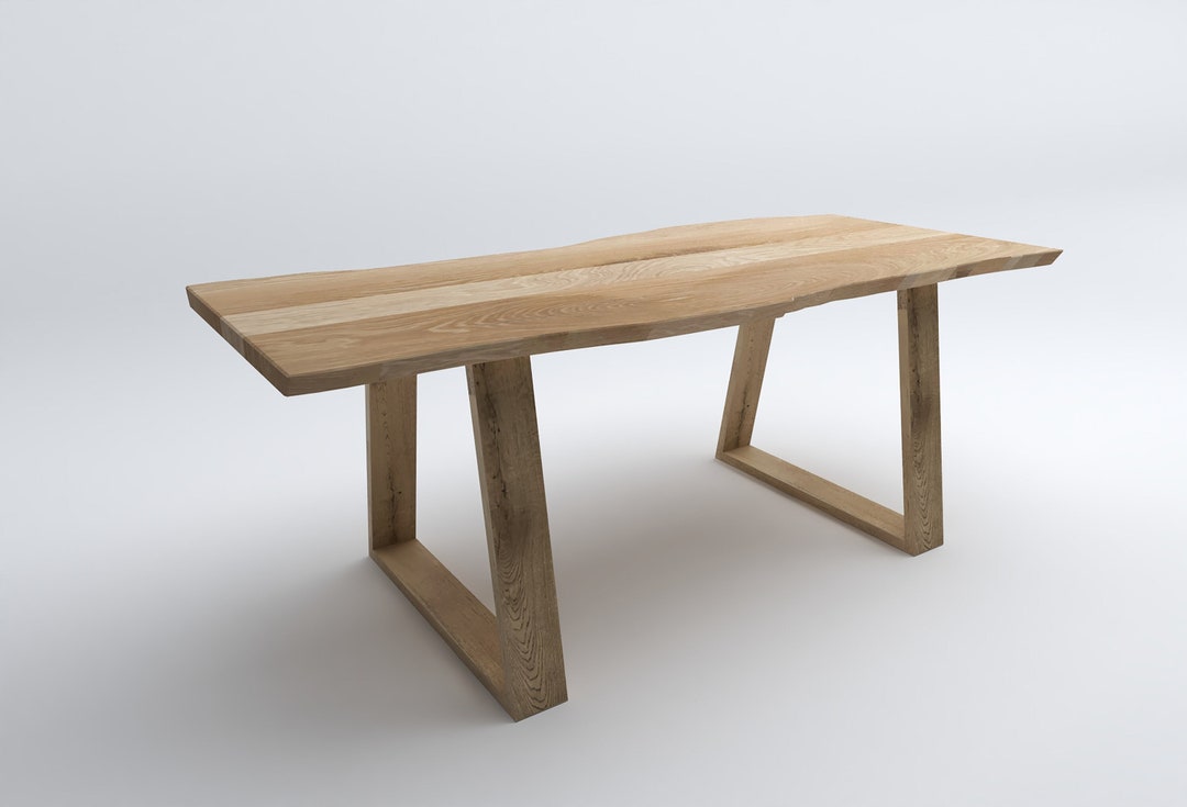 Custom Live Edge Oak Dining Table, Solid Wood Oak Dining Table, Dining ...