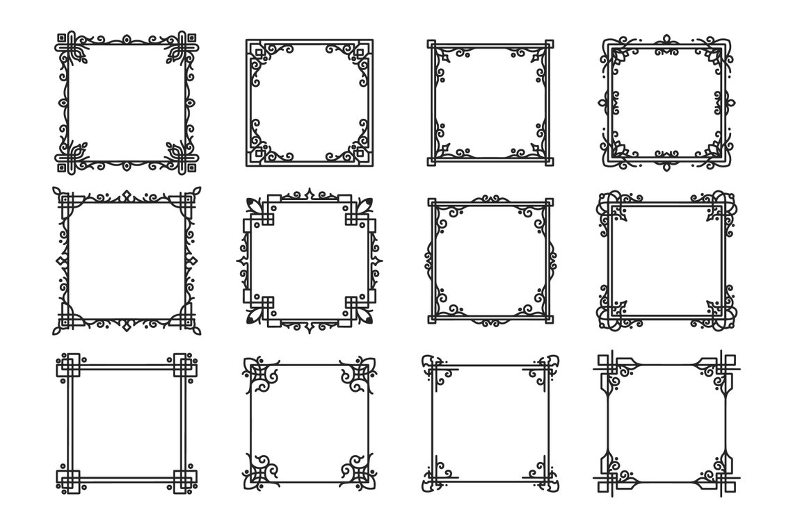 Vintage Hand Drawn Square Borders Frames Collection, Commercial Use ...