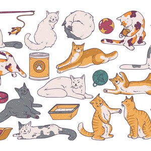 Cute Cats Hand Drawn Illustration Collection - Clip Art - SVG EPS PNG ...