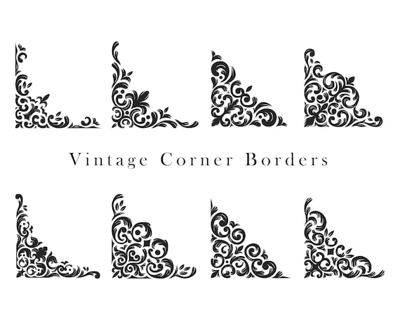 Vintage Corner Border Clip Art Corner, Border, Flourish, Line Art,
