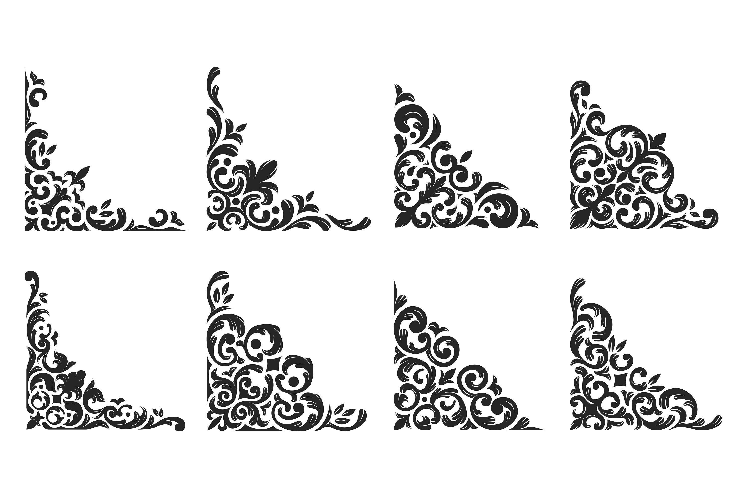 Corner Border Vintage Hand Drawn Illustration - Clip Art - SVG EPS PNG ...