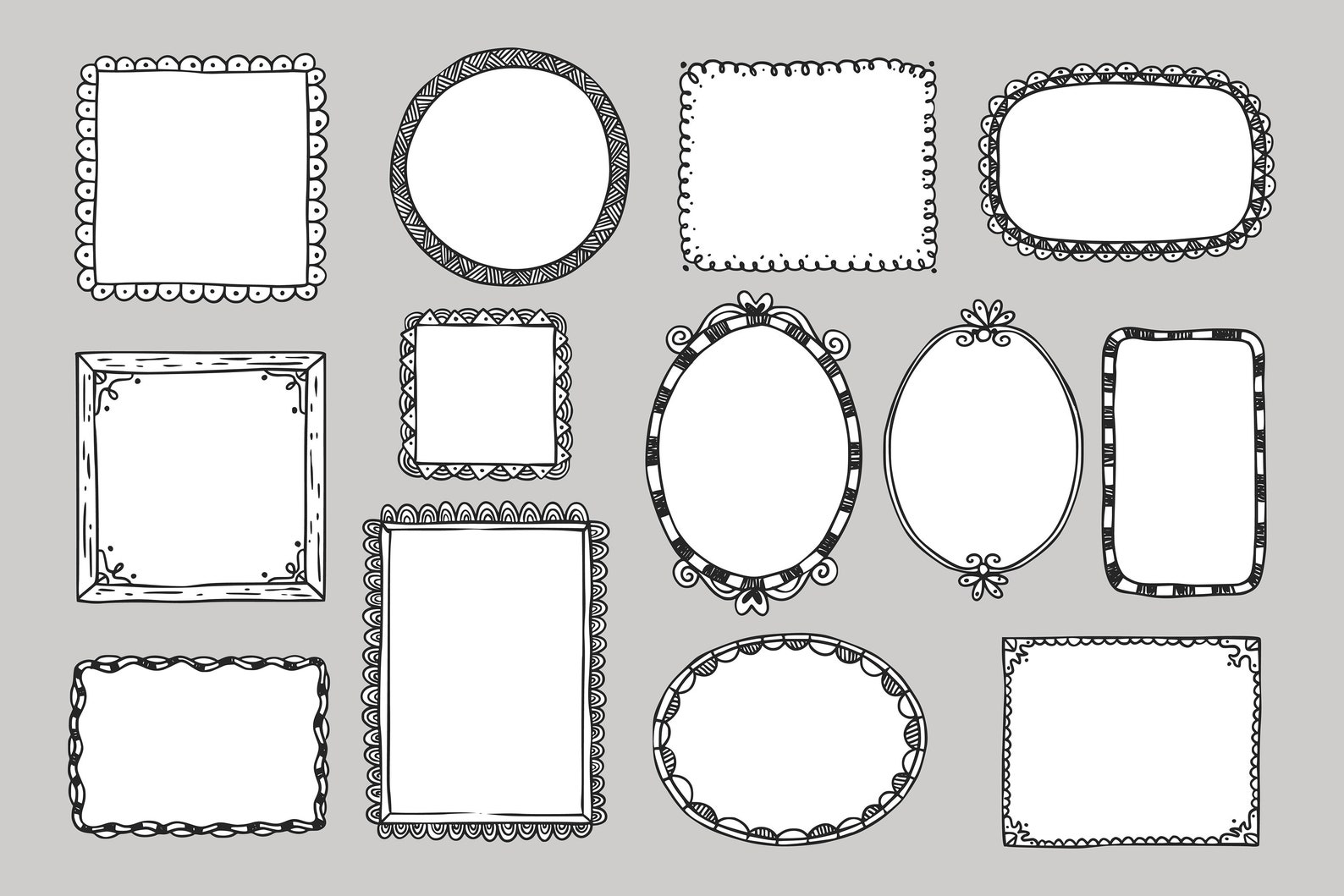 Doodle Style Frames Collection - Clip Art - SVG EPS PNG - Instant ...