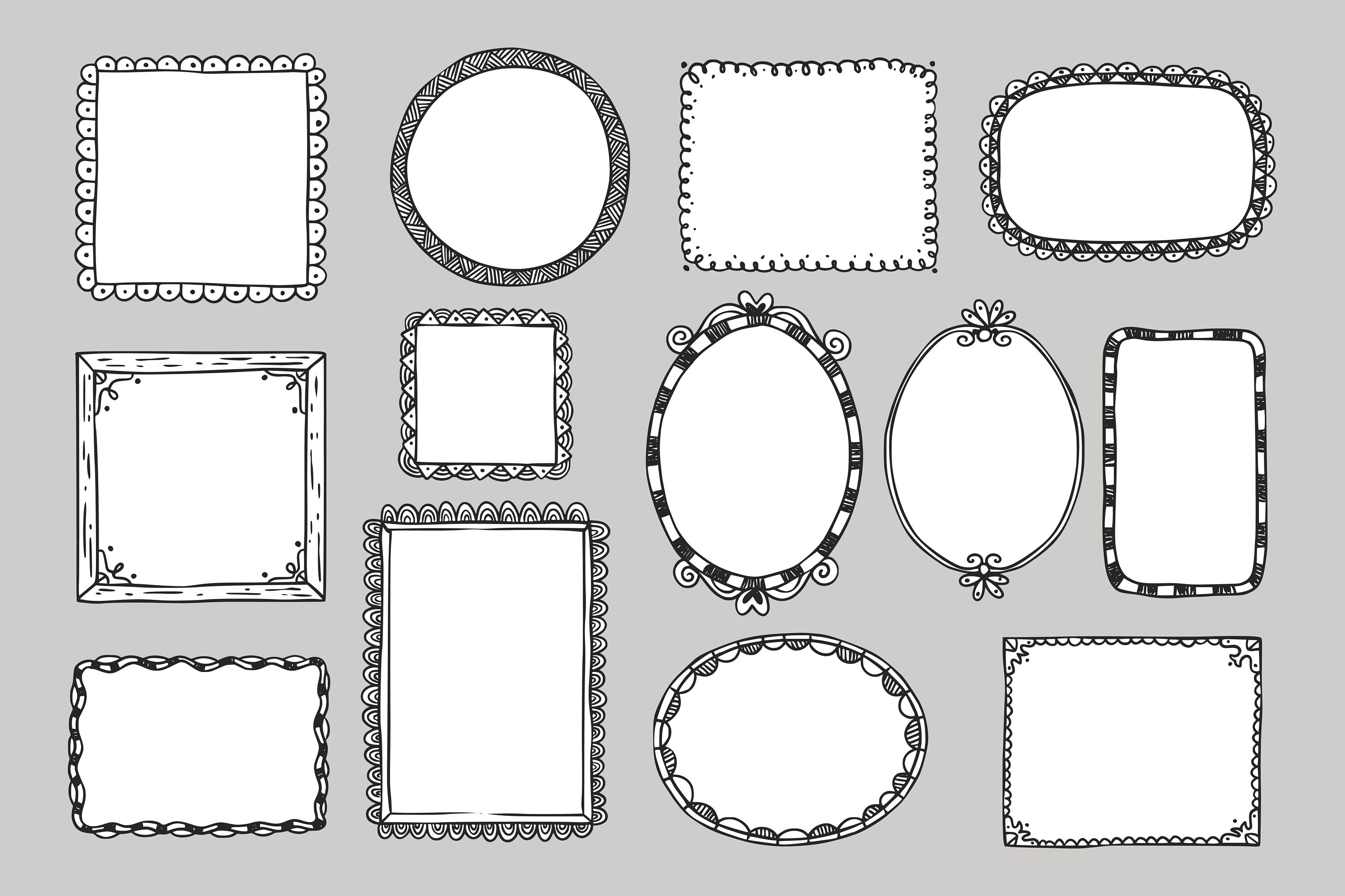 Doodle Style Frames Collection - Clip Art - SVG EPS PNG - Instant ...