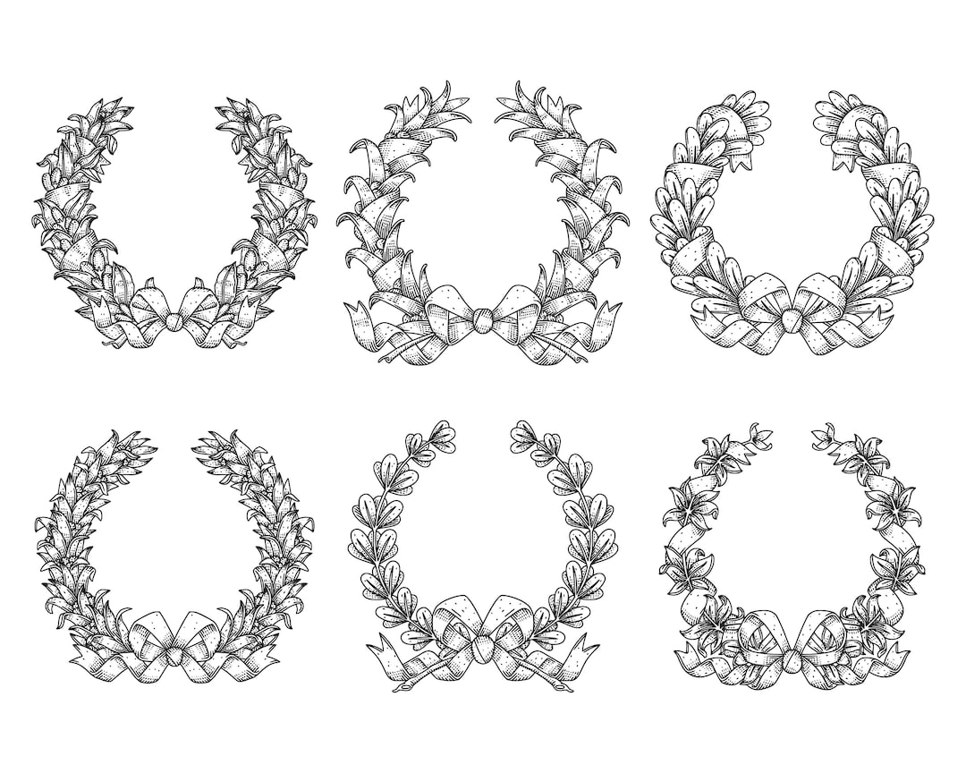 Vintage Hand Drawn Wreath Collection - Clip Art - SVG EPS PNG - Instant ...