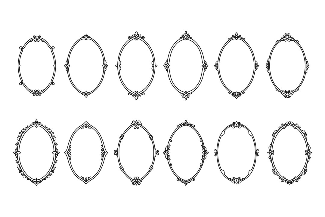 Hand Drawn Vintage Old Oval Border Frame Collection, Commercial Use ...