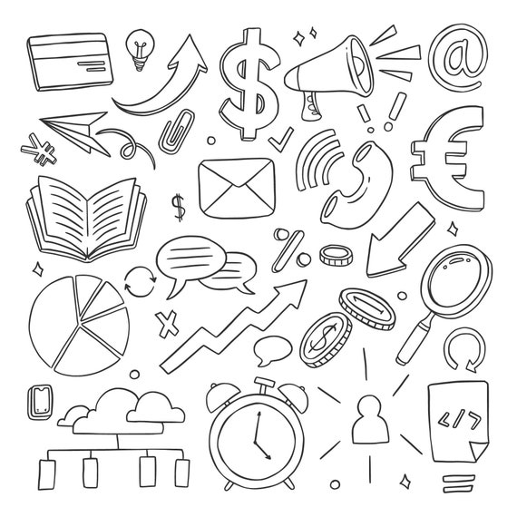 Hand Drawn Doodle Business Icon Collection Clip Art Design - Etsy