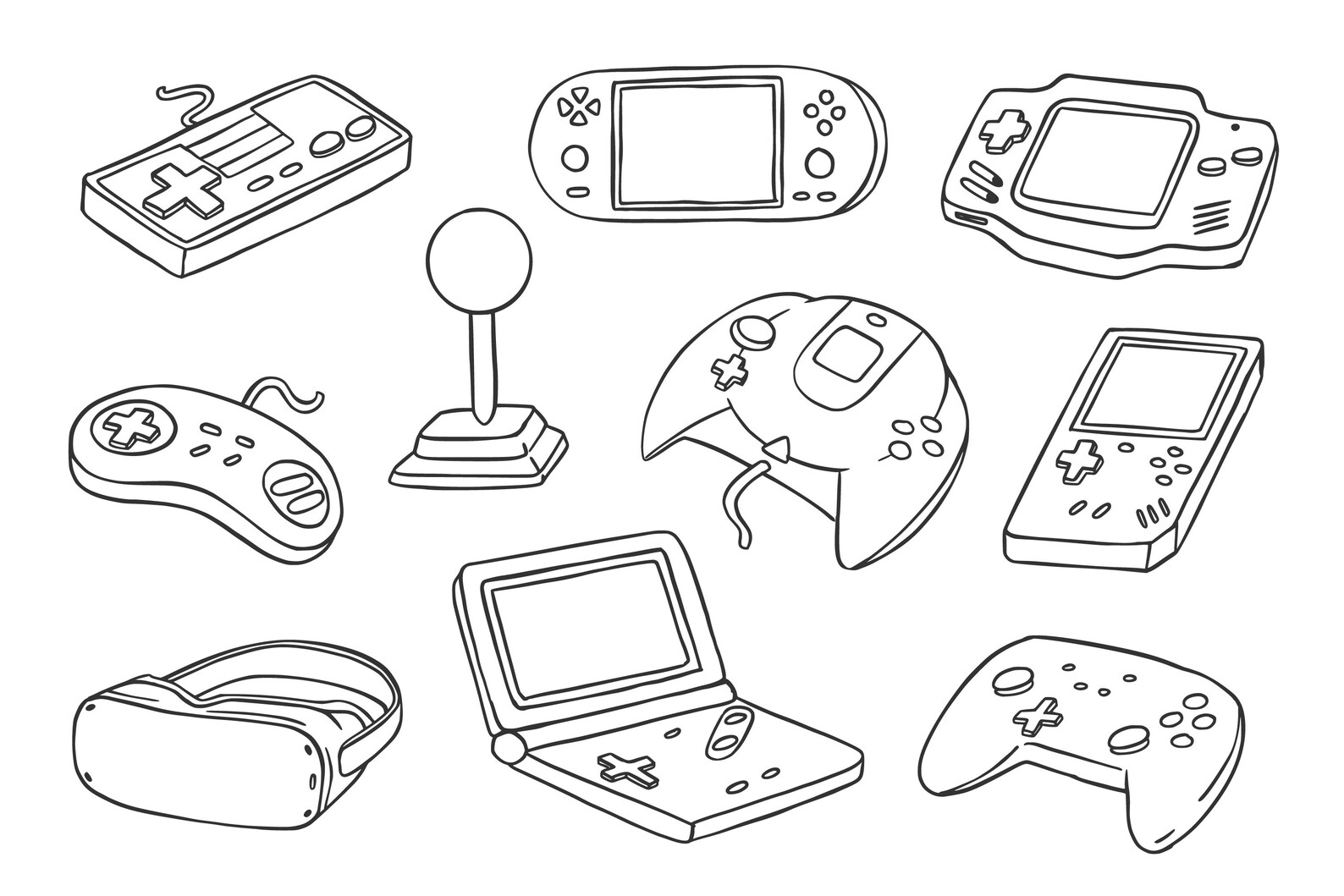 Hand Drawn Doodle Game Console Collection, Commercial Use, Instant ...