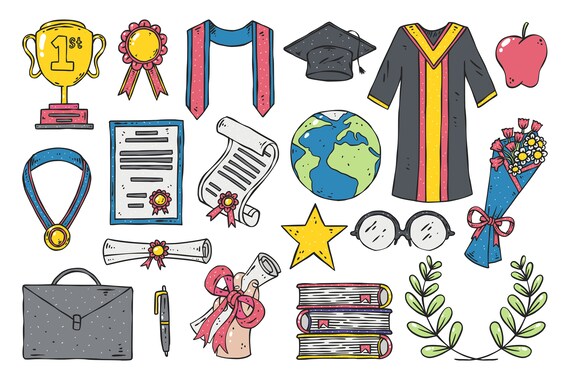Hand Drawn Education Icon Collection Clip Art SVG EPS PNG - Etsy
