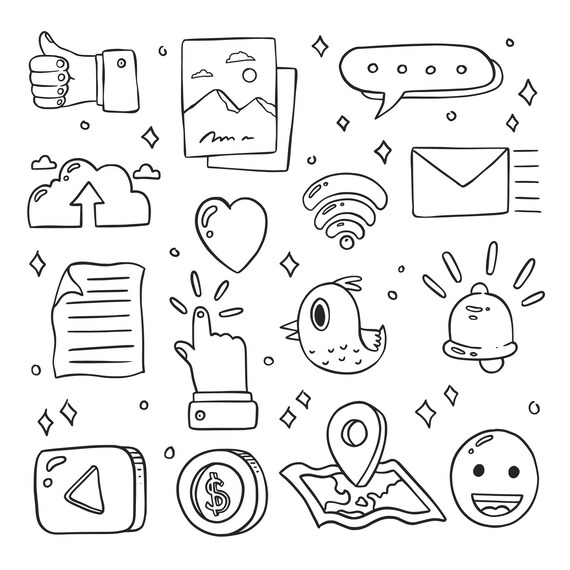 Set of Cute Social Media Icons Commercial Use Instant | Etsy