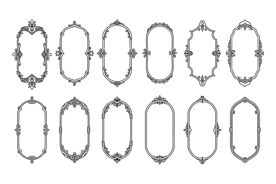 Vintage Hand Drawn Oval Border Frame Collection, Commercial Use ...