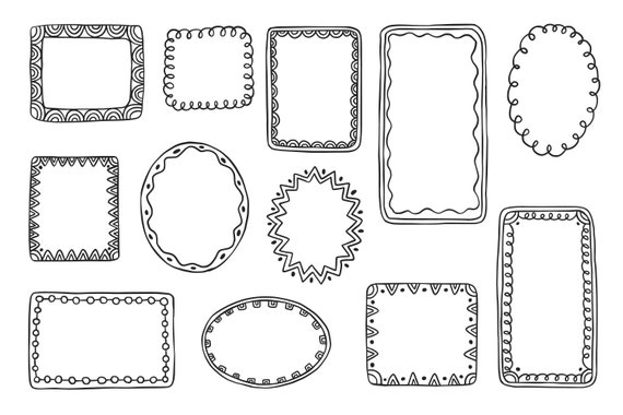 Hand Drawn Frame Doodle Collection Commercial Use Instant - Etsy