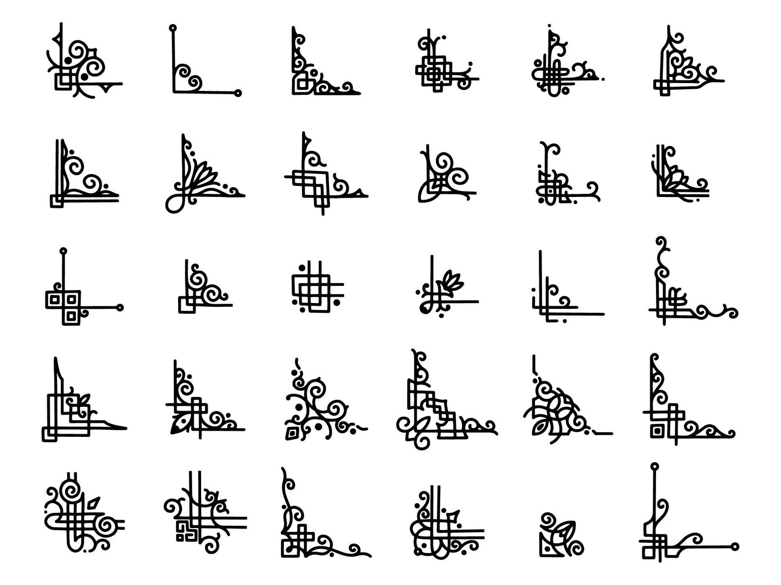 Hand Drawn Border Corner Frame Collection, Commercial Use, Instant ...