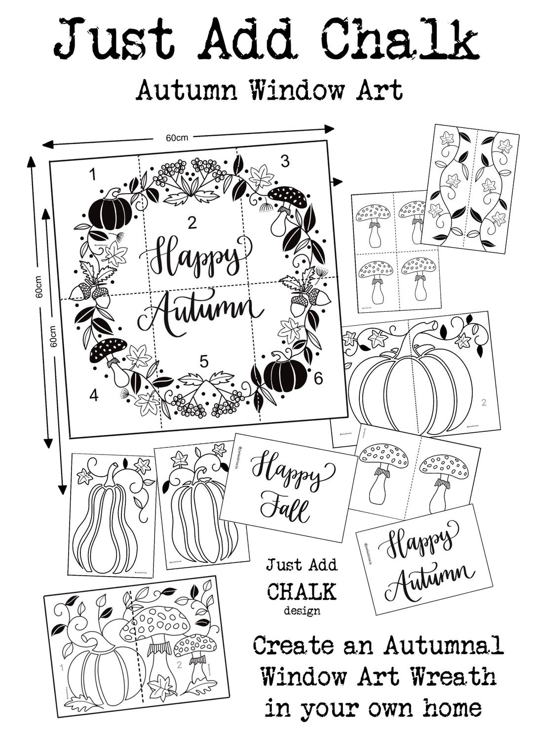Autumn Window Art, Autumnal Circle Guide, Pumpkin Window Art Guide ...