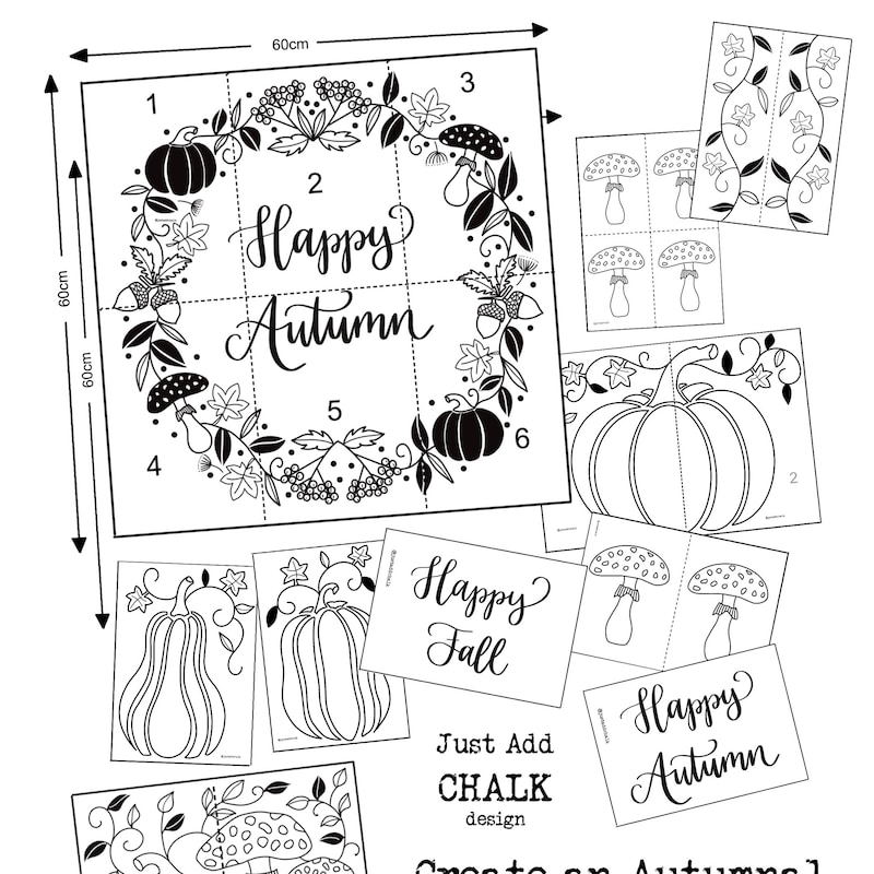 Autumn Wreath Drawing - Etsy UK