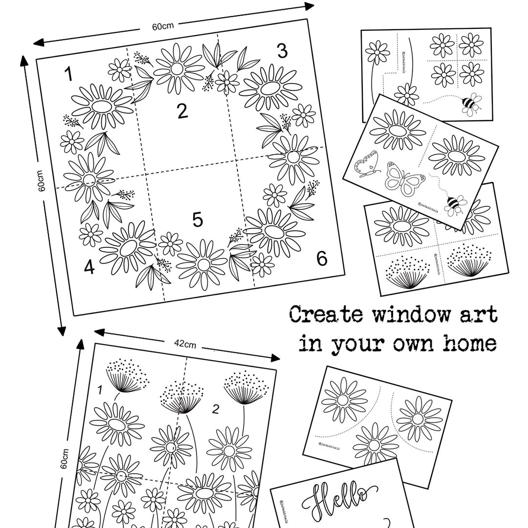 Daisy Window Art, Printable PDF, Daisy Garden Bundle, Daisy Circle ...