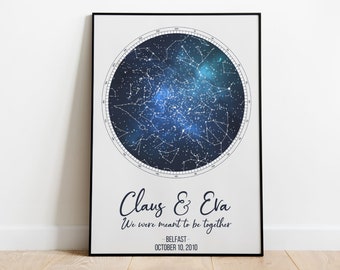 Digital Custom Star Map by Date, Custom Star Map, Engagement Where We ...