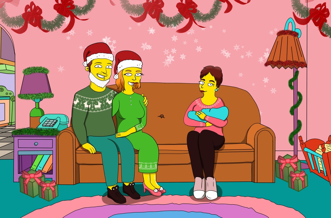 Simpson on Couch Portrait Simpsons Gift Personalized - Etsy