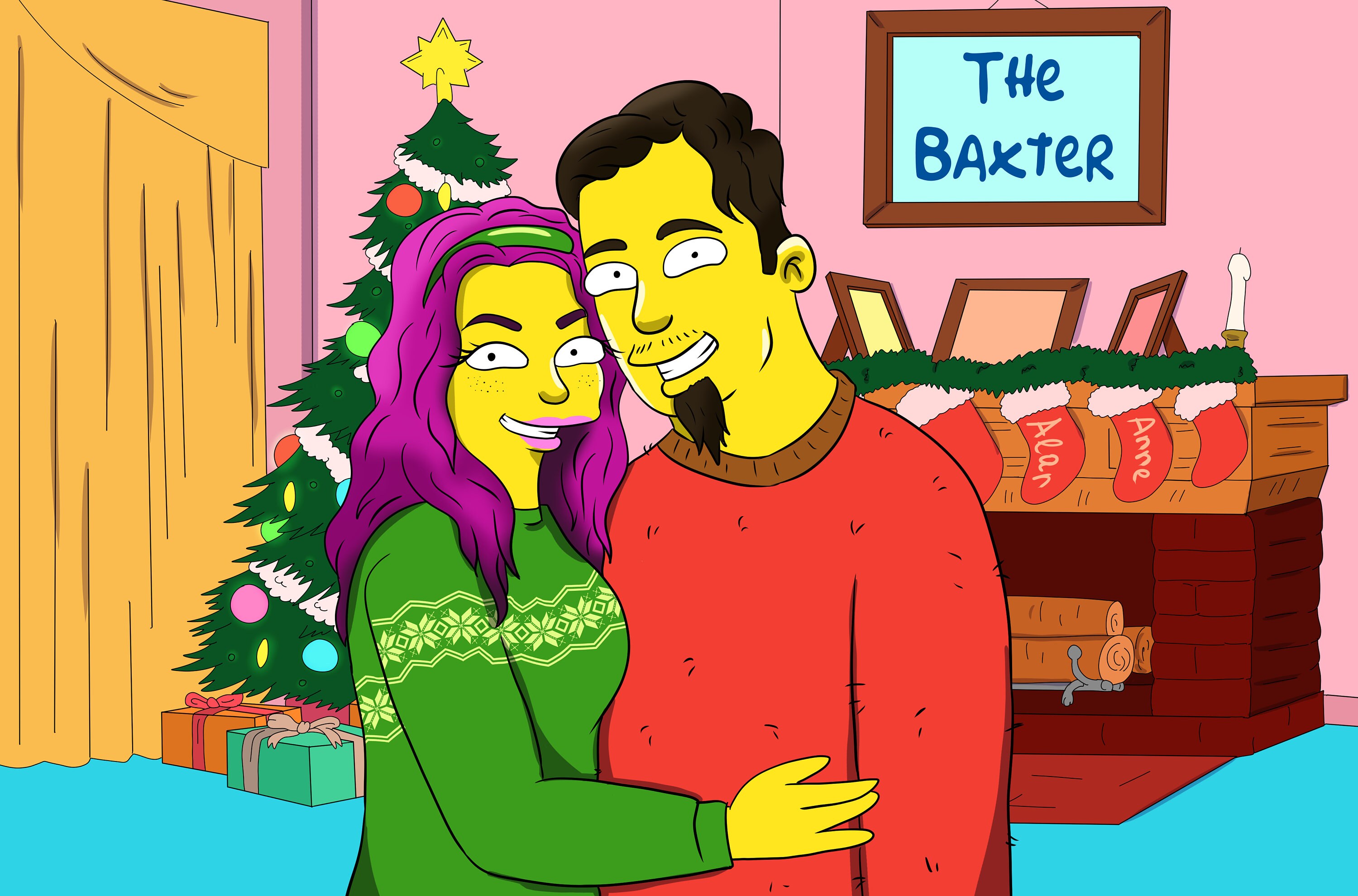 Simpsons Portrait in Living Room, Custom Simpson Family Portrait, Turn ...