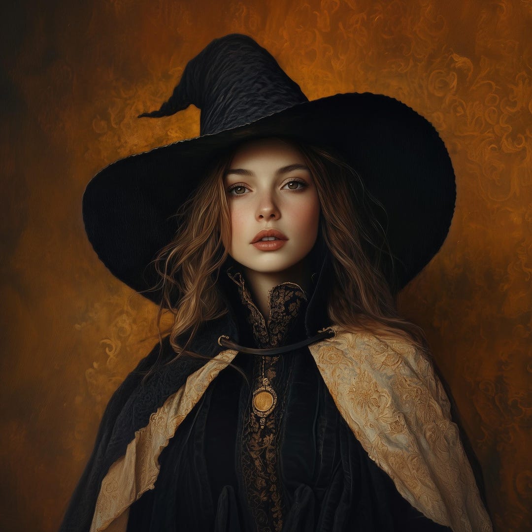 Victorian Witch Portrait, Halloween Witch Portrait From Photo, Witch ...
